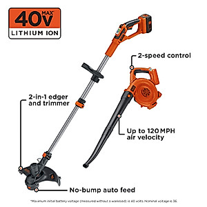 BLACK+DECKER 40V MAX* String Trimmer / Edger and Sweeper Combo (LCC140)