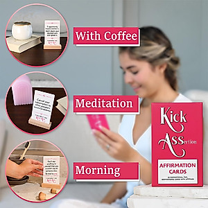 VAPARA DESIGNS KickAss Affirmation Cards For Women with Stand - Sweary Motivational And Inspirational Cards - Funny Gift For Women