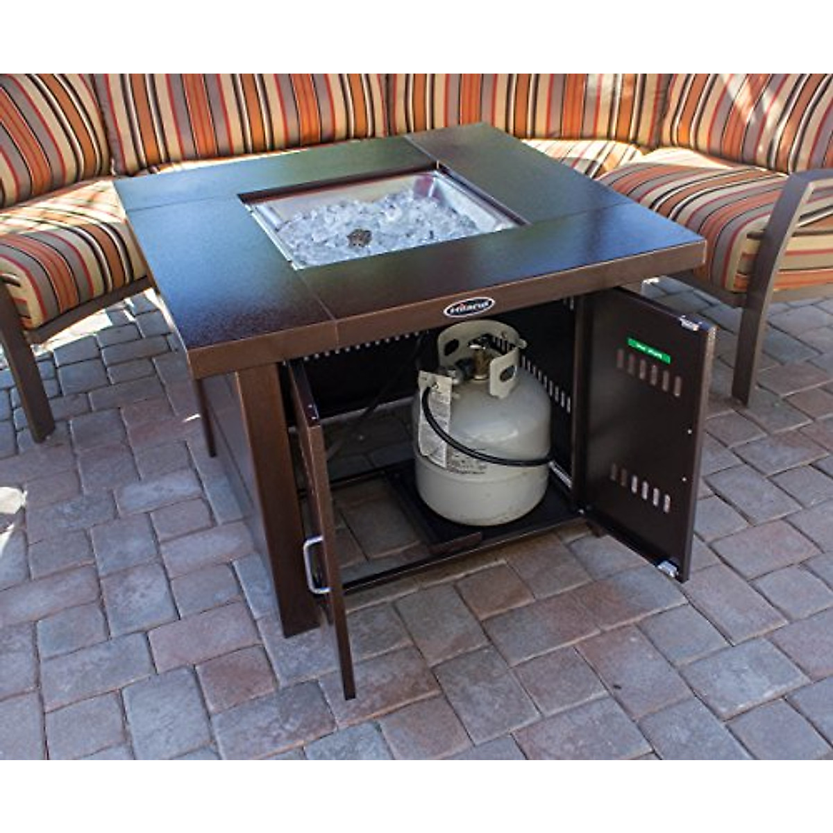 AZ Patio Heaters GS-F-PC Propane Fire Pit, 40,000 BTU, Square, Antique Bronze Finish