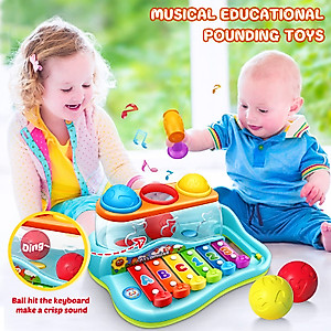 NVHH Baby Toys 12-18 Months Hammer Pounding Xylophone Kids Gifts for 1 2 3+ Year Old Boys Girls, Early Educational with Music Balls, Christmas Birthday Toys for 6 to 12 Months