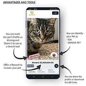 Engraved Personalized QR Code Pet ID ESA Tag(Made In USA) Service Dog tag, Custom Emotional Support Animal Tag Red Medical Symbol, Personalize Tag & Web, Scan QR Receive Location Alert FANSTIK(QR ESA)