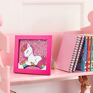 TOY Life 5D Diamond Gems Kits for Kids with Wooden Frame Diamond Arts and Crafts for Kids Ages 6 8 10 12 Gem Art Painting Kit Unicorn Diamond Dots Painting Kits for Kids Art Project