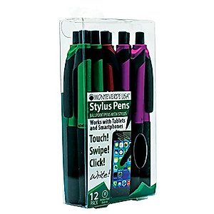 Monteverde S-106 Click Action One-Touch Ballpoint Pen with Front Stylus - Assorted (12 Pack)