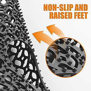 JUSTOGO Silicone Sink Mat, Black Sink Protectors for Kitchen Sink Grid Accessory, 1 PCS Non-slip Sink Mats for Bottom of Kitchen Farmhouse Stainless Steel Porcelain Sink Right & Left (28.2''x 14.2'')