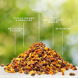 Traina Home Grown Baker’s Fruit Medley - Diced Peaches, Cranberries, Apricots, Pears, Nectarines, and Raisins - Non GMO, Gluten Free, Value Size (20 oz)