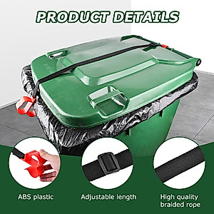 1Pc Trash Can Lid Lock, Trash Can Lock for Animal, Adjustable Garbage Can Lock for Outside(Color:Black+red)