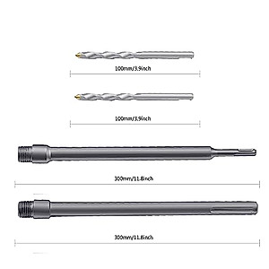RVIQI 9PCS Concrete Hole Saw Set,Tungsten Steel SDS Plus Shank Masonry Wall Hole Opening Drill Bits for Brick, Concrete, Cement Stone