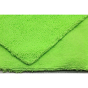 Autofiber Zeroedge Detailing Towel (Pack of 5) Edgeless Microfiber Polishing, Buffing, Window, Glass, Waterless, Rinseless, Car Wash Towels (Green)