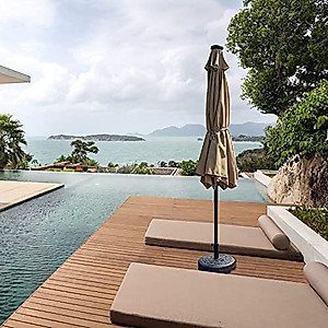 10x6.5ft Tilt umbrella Solar Powered Aluminum Market Umbrella w/ 26 LED Lights, Summer Shade Patio Umbrella w/Tilt Adjustment and Crank, Ideal Choice for Garden, Lawn, Deck, Backyard & Pool, Taupe