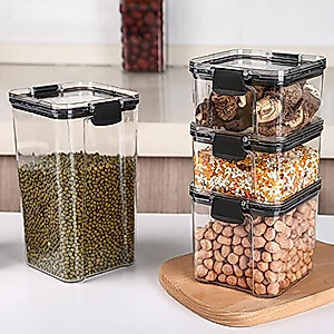 Rvikurc Airtight Food Storage Containers with Lids, Anti Leak Cereal Flour Storage with 4-Side Locks for Solid Food Sugars Soups and Sauces, Freezer-Safe Plastic Pantry Kitchen Organizations