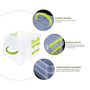 Zerodeko Tool Box 3-Tiers Storage Box, Stackable Carry Box Transparent Storage Bin Portable Storage Container Plastic Storage Case Art Supply Organizer for Organizing Sewing Suitcase