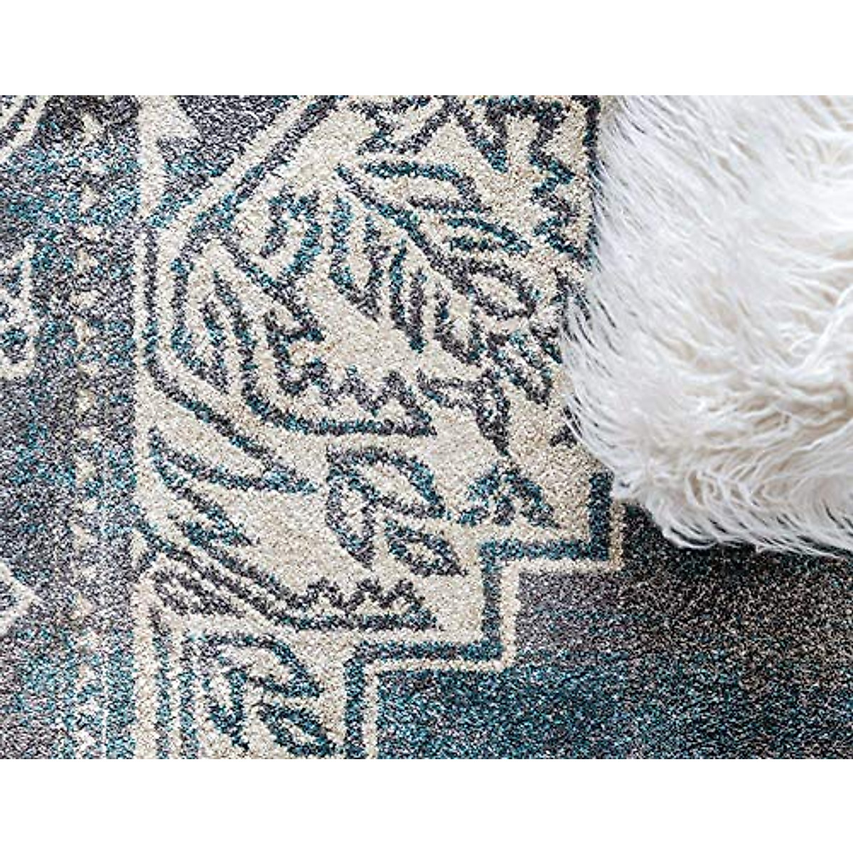 Unique Loom Aurora Collection Over-Dyed, Abstract, Botanical Southwestern, Transitional Area Rug, 2 ft x 3 ft, Gray/Ivory