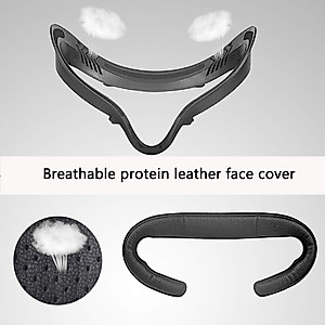 Upgrade Facial Interface Bracket & 2Pcs PU Leather Foam Face Cover Pad & Lens Cover Silicone Small & Large Anti-Leakage Nose Pad for Oculus Quest 2 Accessories Set 6 in 1