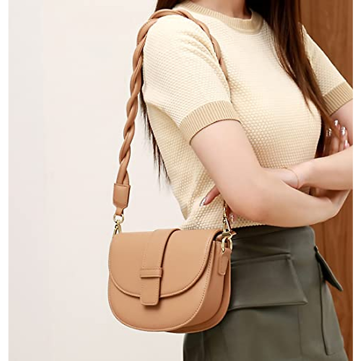 YXBQueen Crossbody Purses for Women Leather Medium Shoulder Bag with Adjustable Straps