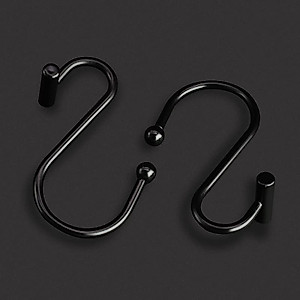 Gracelife Black Rust Resistant Metal T-Bar Shower Curtain Rings, Set of 12