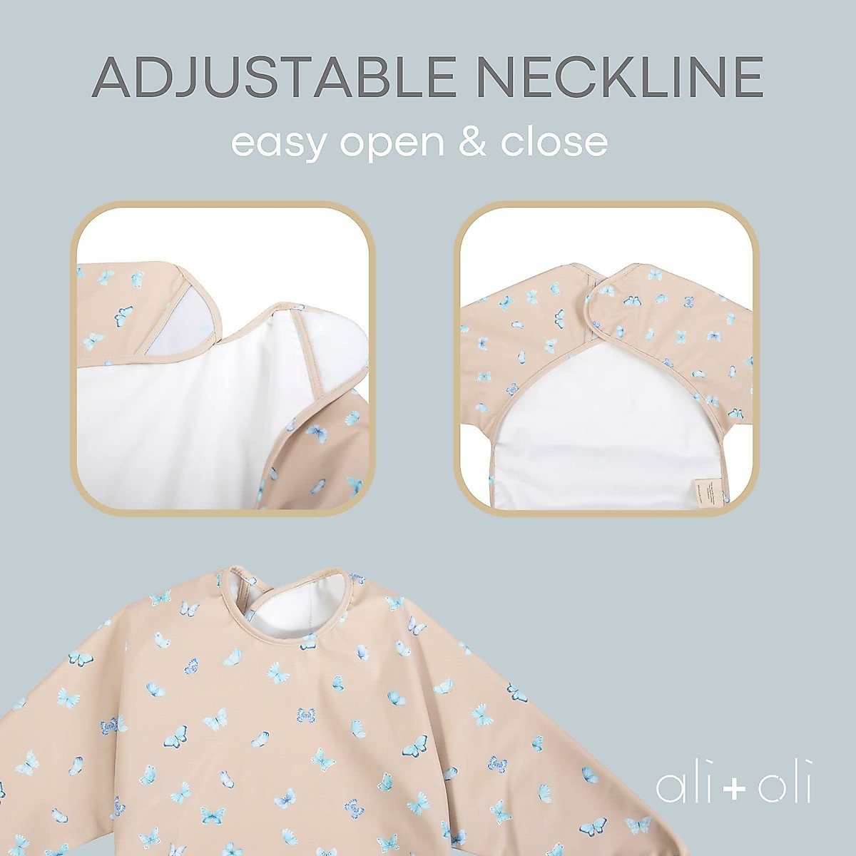 Ali+Oli Smock Bib for Baby (1-pc) Short Sleeve Set (Farm) BPA-Free Oeko-Tex Certified, Toddler Bib Ages 6m+