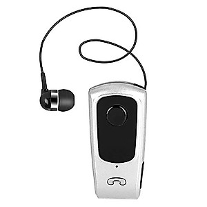 F920 Retractable Bluetooth Earphone Business Lavalier Earphone Sports Bluetooth Headset Voice Prompts Call Vibration Bluetooth V4.1 Anti-Lost Function(White)
