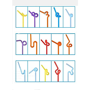 HongRun 100PCS Disposable Straw, Colorful Art Plastic Straw, Bendable Straw