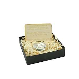 10th Your My One in A Million Gift - 10th Anniversary Metal Heart Pebble Gift -Keep My Heart Close