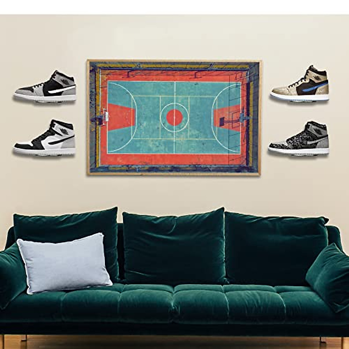 CM-KAQOX Shoe Floating Display Shelf - Metal Shoe Rack (6 PCS) for Shoe Wall Display and Organize (Size 6-18) Shoe Display Stand for Sneaker - Sneaker Shelves Wall Mounted Floating Shoe Display