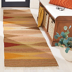 SAFAVIEH Kilim Collection Runner Rug - 2'3" x 12', Natural & Multi, Handmade Southwestern Tribal Wool, Ideal for High Traffic Areas in Living Room, Bedroom (NVK175A)