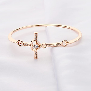 WUSUANED Infinity Love Heart Cross Bracelet Godmother Jewelry For Godmothers Baptism Gift For Godmother (Godmother rose gold)