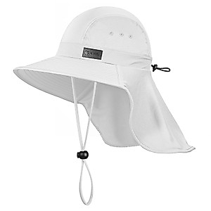 Sukeen Cooling Sun Hat for Men Women UPF50+ Wide Brim Fishing Hat with Neck Flap Adjustable Foldable Bucket Hat for Hiking White
