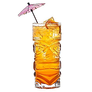 Cedilis 6 Pack 14oz Tiki Glasses Modern Bar Tiki Cup Tiki Mug, Perfect for Mai Tai, Exotic Zombie Cocktails, Tropical Island Drinks Tiki Bar Professional Hawaiian Party Barware