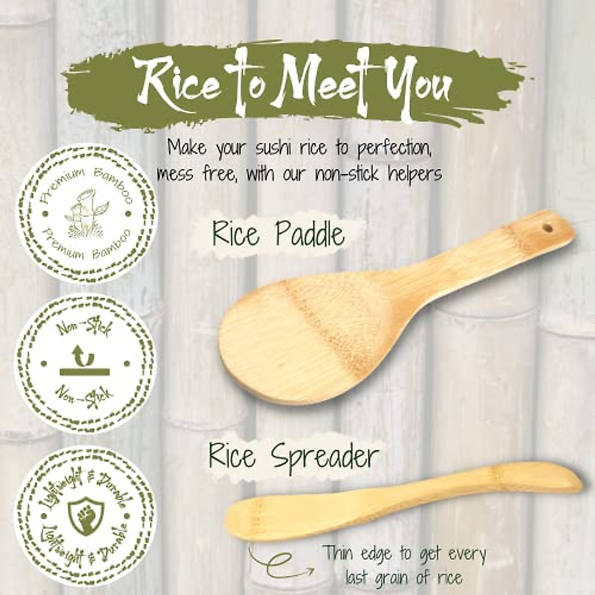 Sushi Making Kit - Premium Kanpeki Living 22 Piece Sushi Set With Chef Knife, Bamboo Mat, Bazooka Roller, Rice Mold Rice Paddle and Spreader Chopsticks eBook DIY Sushi Maker Kit for Beginners and Pros