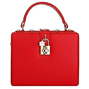 Box Bag Crossbody Bag for Women Top Handle Tote Shoulder Satchel Bag Handbags Clutch Purses (Red)
