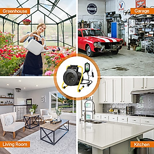 EAGLE PEAK 1500W Greenhouse Heater with Thermostat, Suitable for Greenhouse, Grow Tent, Garage, and RV Use, Water Resistant IPX 4 Rated, Overheat Protection, Radiant Heating, Black