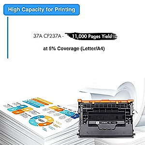 TRUE IMAGE Compatible Toner Cartridge Replacement for HP CF237A 37A Work for Enterprise M607n M607dn M608dn M608n M608x M609 M609x MFP M632 M631 M633fh M631h Printer (Black, 2-Pack)