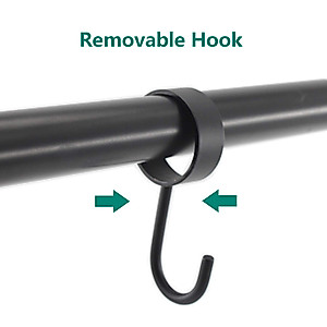 Ulifestar Stainless Steel Closet Rod Hooks, Heavy Duty Utility Hooks for Hanging Pots,Pans,Mugs,Towels,Oven Mitts,Adjustable J Typed Kitchen Hooks Fit for 22mm Rod 5 Pack Black