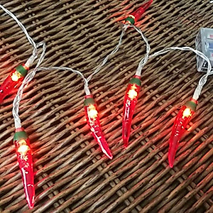 OSALADI 3m 20 LEDs Chili String Light LEDs Battery Powered Decorations for Patio Fence Deck Balcony Camping (Red)