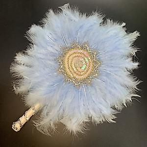 Wedding Feather Fan for Bride Custom Hand Fan with Lace Sequin DIY Handmade Feather Bride Photo Props Newborn Photography Props