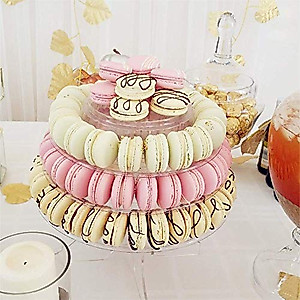 6 Tier Macaron Tower Display Stand, Messar Clear Round Macaron Tower Tray Macaron Display Shelf Rack and Plastic Cake Dessert Stand for Christmas Wedding Birthday Party Decor