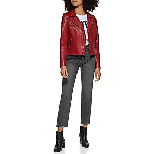 Levi's Women's The Classic Faux Leather Moto Jacket (Regular & Plus Size), Deep Cherry Red, X-Small