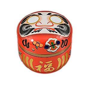 Japanese Made Red Daruma "Wishes" Aluminum 100g Tea Canister Loose Tea Container Keep Dry Made In Japan (Daruma)