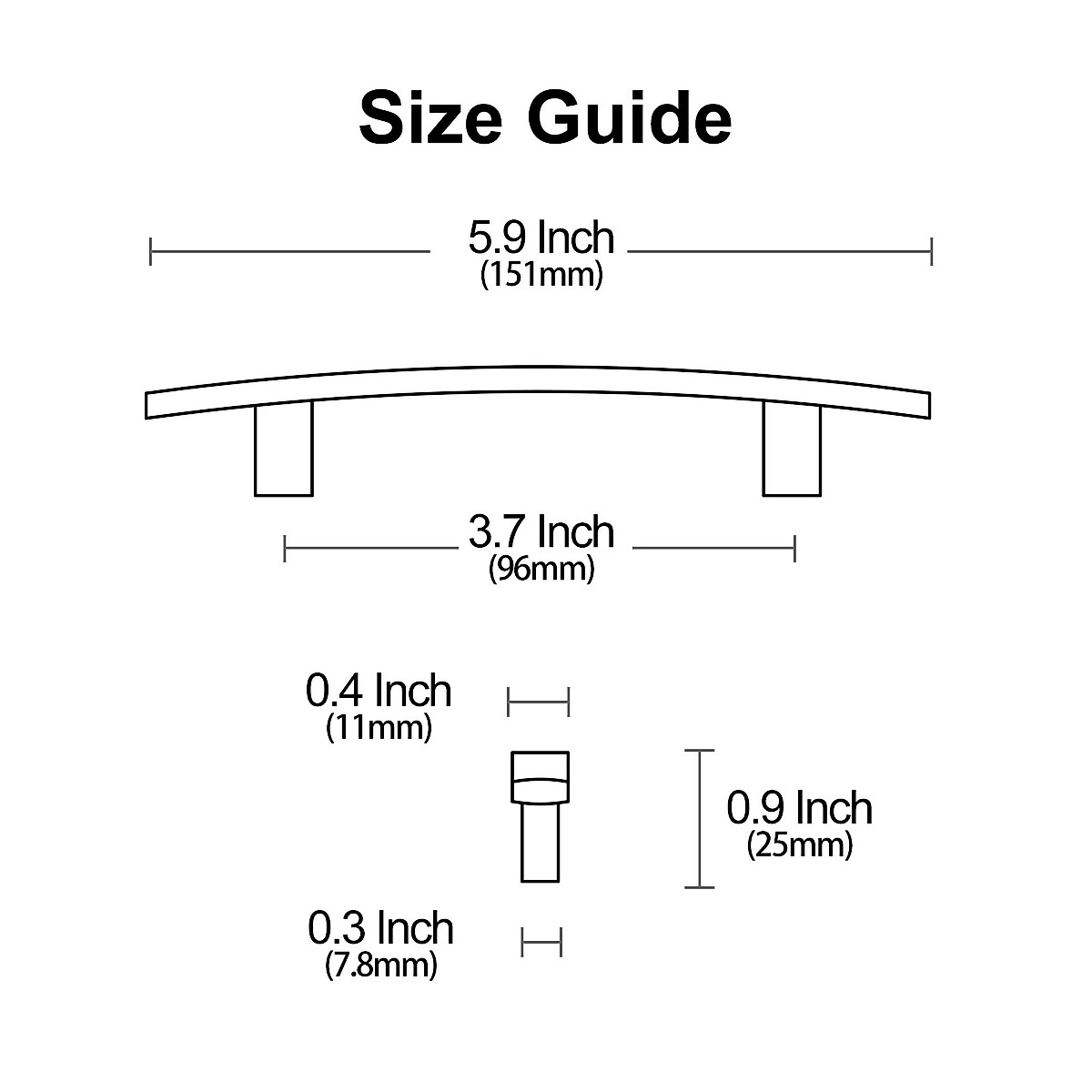 Alzassbg 10 Pack Brushed Brass Cabinet Pulls, 3-3/4 Inch(96mm) Hole Centers Gold Cabinet Handles Hardware Modern Arch Bar Drawer Handle Pull AL3092BB