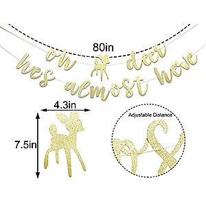 Oh Deer He's Almost Here Banner- Boy Woodland Baby Shower Decorations, Oh Deer Baby Shower Banner, Woodland Creature Baby Shower Party, Woodland Baby Boy Shower Party Decoration