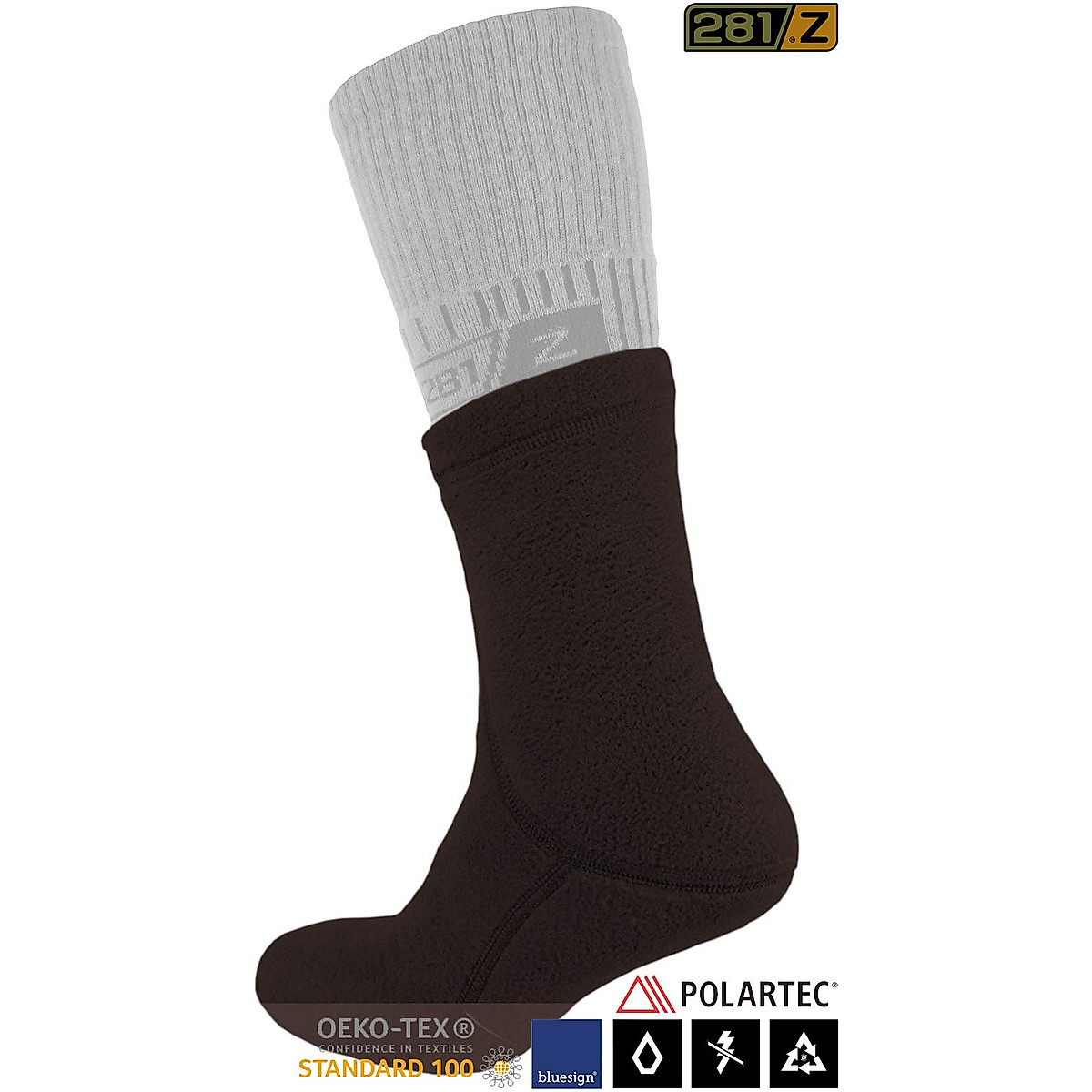 281Z Military Warm 6 inch Boot Liner Socks - Outdoor Tactical Hiking Sport - Polartec Fleece Winter Socks (Medium, Brown Bear)