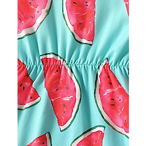 PATPAT Baby Girl Floral Romper Sleeveless Pompom Tassel Bodysuit Infant Jumpsuit Outfit Set with Headband 0-18 Months Watermelon 3-6 Months