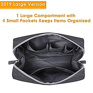 Narwey Makeup Bag Travel Cosmetic Bag Organizer Toiletry Bag Make Up Bags with Compartments for Women (Large, Dark Grey)