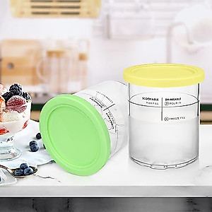 FIRJOY 24 oz. Containers | Extra Replacement Pints and Lids for Ninja Creami Deluxe - Compatible with NC501, NC500 Series (2 Pack - Green, Yellow)