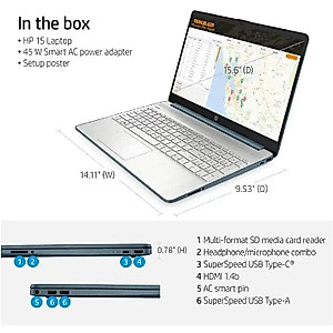 HP 15 15.6'' FHD Business Laptop Computer[Wins 11 Pro], 6-Core AMD Ryzen 5 5500U (Beat i7-1165G7), 32GB RAM, 1TB PCIe SSD, Fast Charge, Up to 9.5 Hrs, Wi-Fi 5, BT 4.2, HDMI, Webcam, w/Battery, Blue