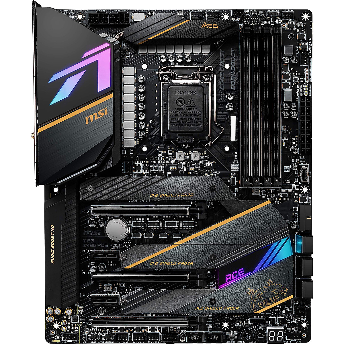 MSI MEG Z490 ACE Gaming Motherboard (ATX, 10th Gen Intel Core, LGA 1200 Socket, SLI/CF, Triple M.2 Slots, USB 3.2 Gen 2, Wi-Fi 6, Mystic Light RGB)