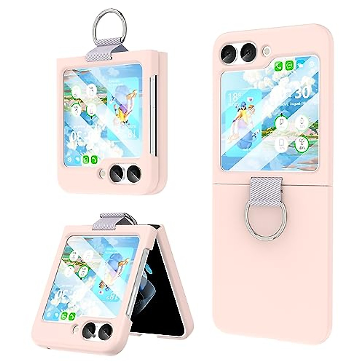 DAKORIE for Samsung Galaxy Z Flip 5 Case with Ring Shockproof Silicone Protective Cover Flip Z 5 Phone Case for Galaxy Z Flip 5 5G 2023 - Pink