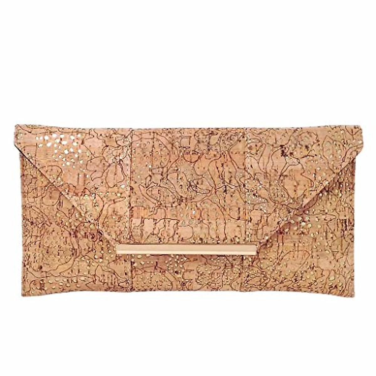 Unique Pattern Laser Cut Cork Envelope Clutch, Gold
