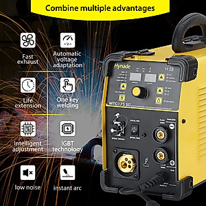 Mig Spool Mig Lift Tig Stick Multi-Function Welding Machine MTG175 SG, Dual Voltage 110/220V Tig Stick Gas/Gasless Mig Welder -Lift TIG Torch Air Cooled Argon 150A TIG17V