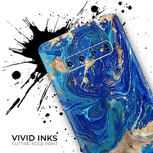 DesignSkinz Vivid Blue Gold Acrylic Protective Vinyl Decal Wrap Skin Cover Compatible with The Samsung Galaxy S20 (Screen Trim & Back Glass Skin)